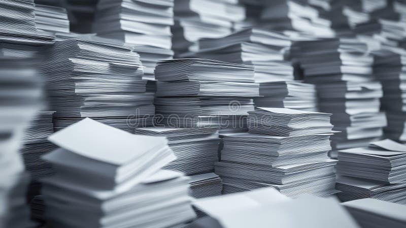 Stack Stacks of Office Paper Stock Illustration - Illustration of print ...