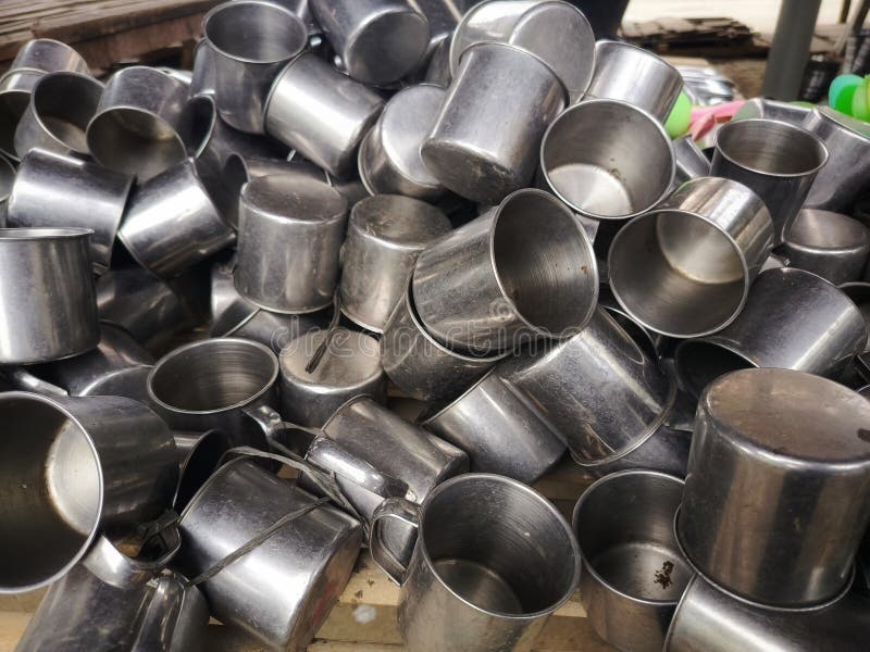 Stack of Stainless Steel Cups Used during the Event Stock Image - Image ...