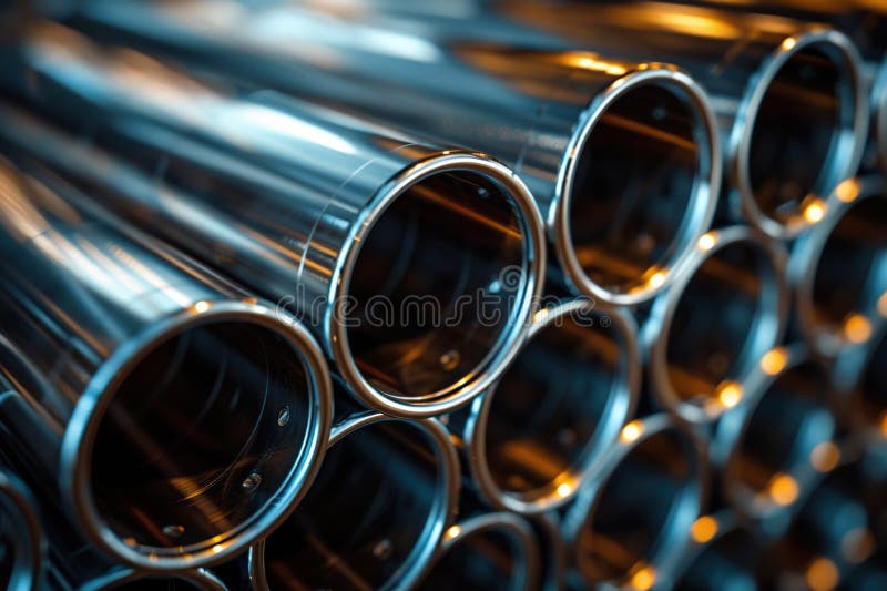 Stack of Stainless Steel Pipes. Ai Generative Stock Image - Image of ...