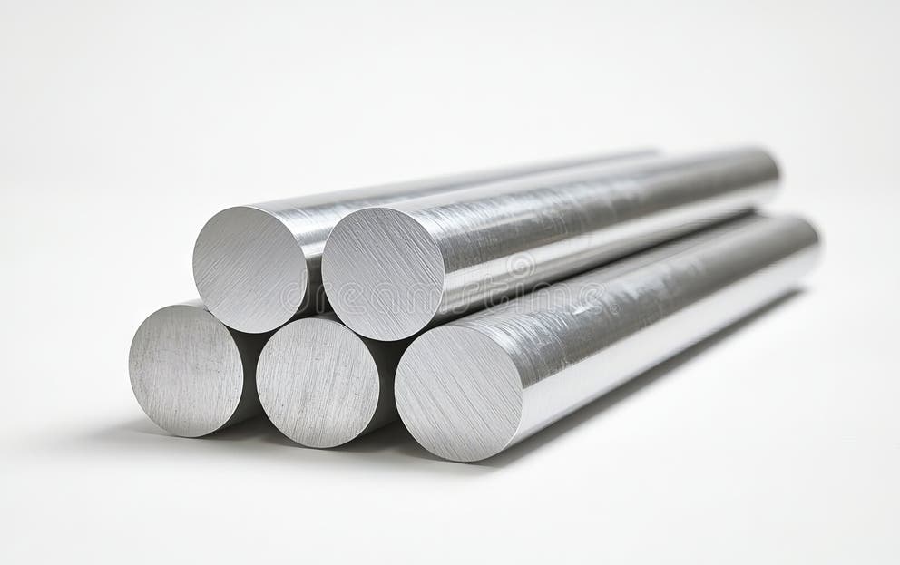 A Stack of Stainless Steel Rods on a White Background Stock Image ...