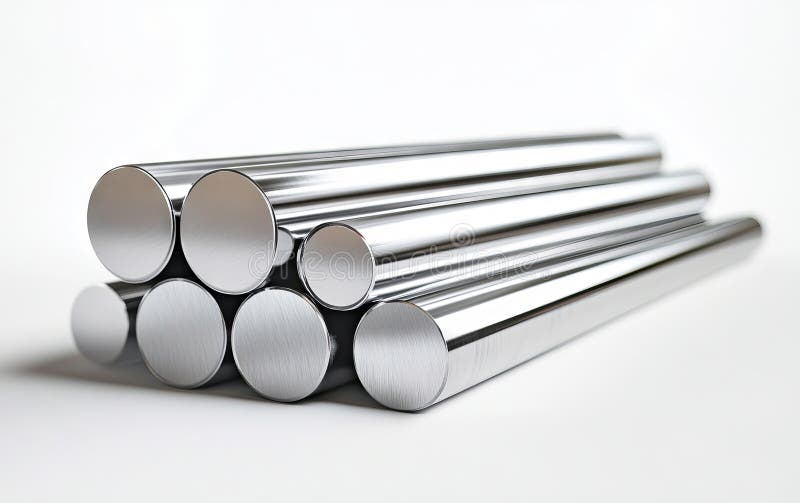 A Stack of Stainless Steel Rods on a White Surface Stock Photo - Image ...