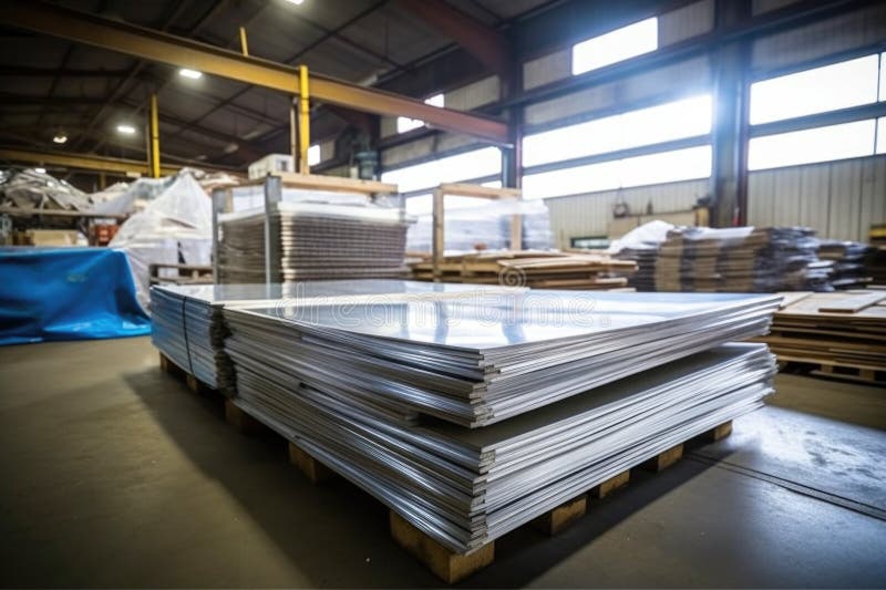 Stack of Stainless Steel Sheets in the Factory Stock Illustration ...