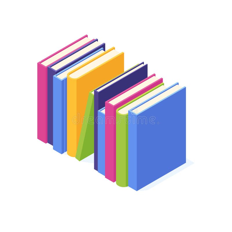 Stack of Standing Paper Books with Hard Cover Isometric. Stock ...