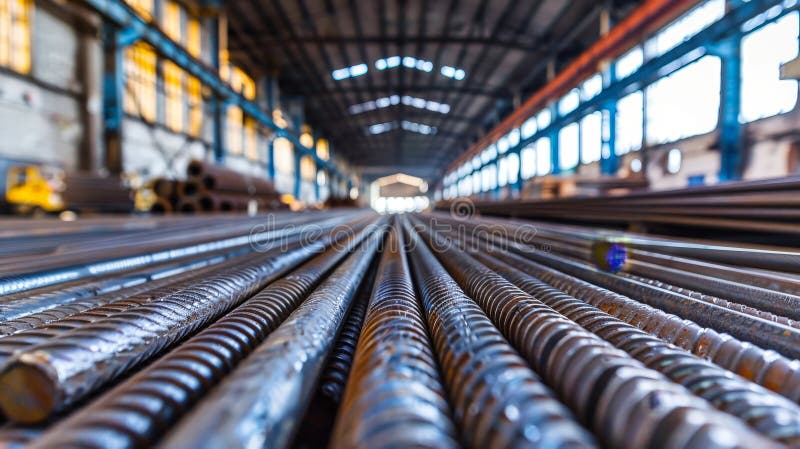 Stack of Steel Bars in Warehouse Stock Illustration - Illustration of ...