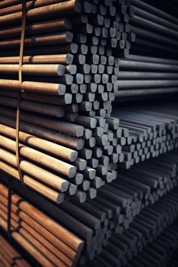 A Stack of Steel Bars Ready for Use in Construction Projects. Suitable ...