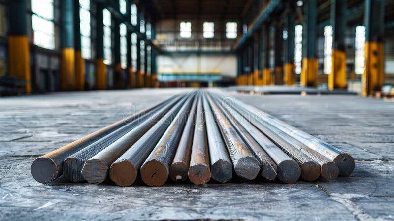 Stack of Steel Bars in Warehouse Stock Illustration - Illustration of ...