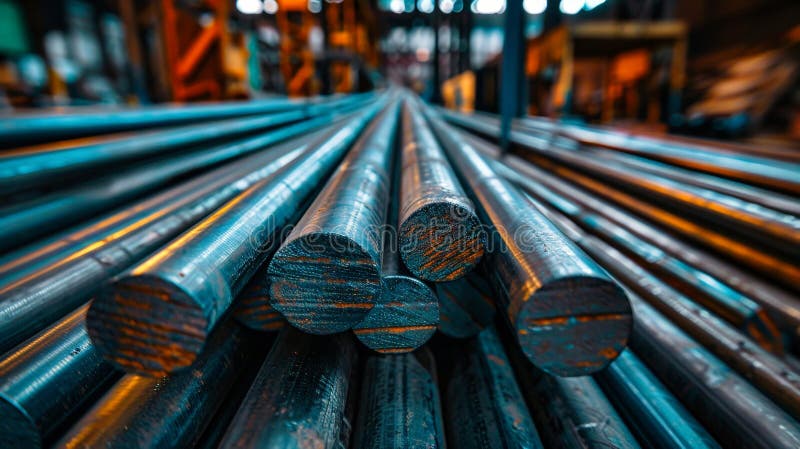 Stack of Steel Bars in Warehouse Stock Illustration - Illustration of ...