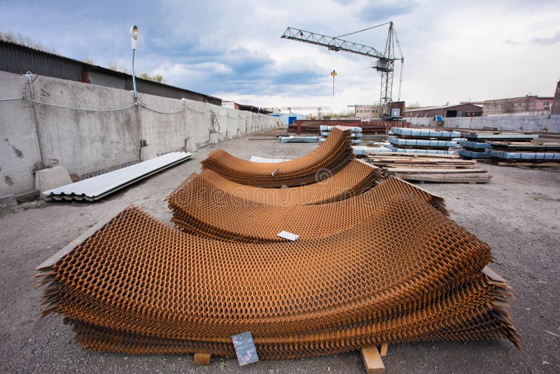 Stack of Steel Grid at Construction Stock Image - Image of object, grid ...