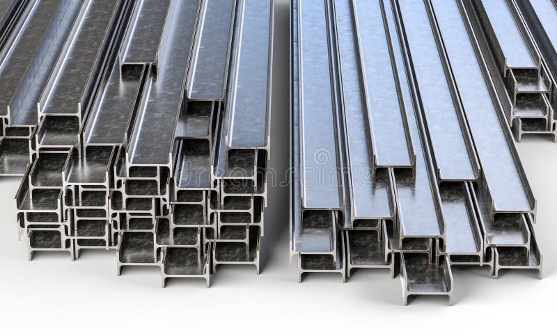 Stack of Steel I-beams for Construction Industry Stock Illustration ...