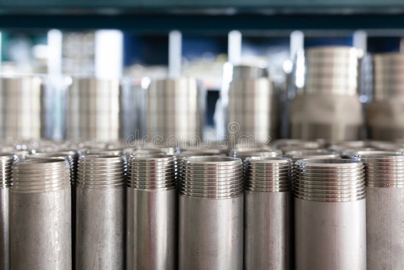 Stack of Steel Metallic Iron Pipes at Construction Site Stock Photo ...