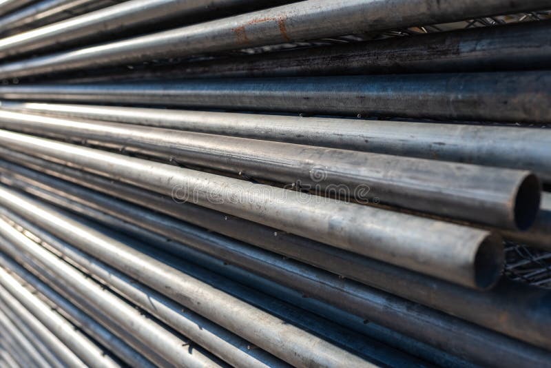 Stack of Steel Pipes for the Construction of Scaffolding Stock Photo ...