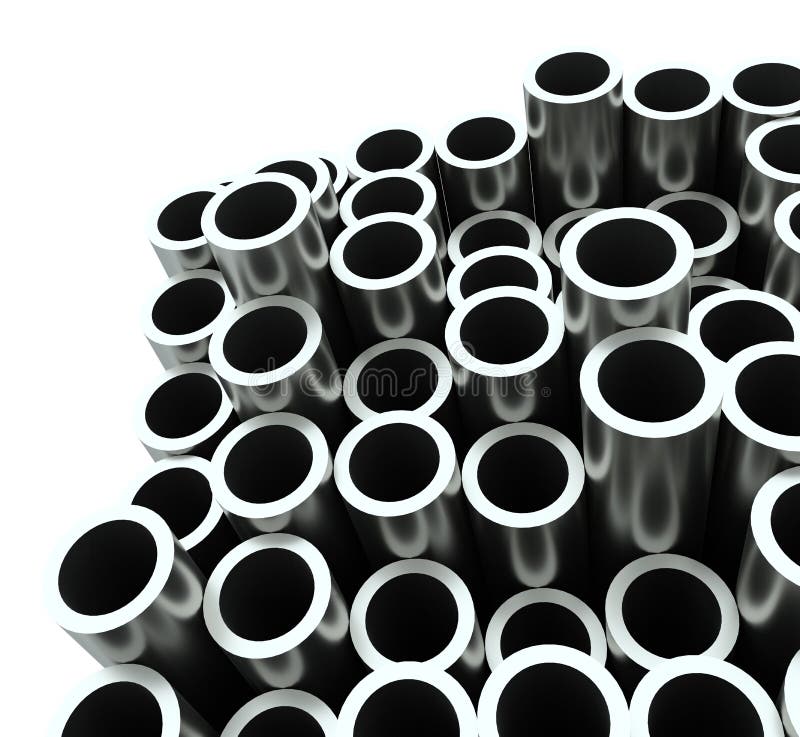 Stack of Steel Pipes. 3D Illustration Stock Illustration - Illustration ...