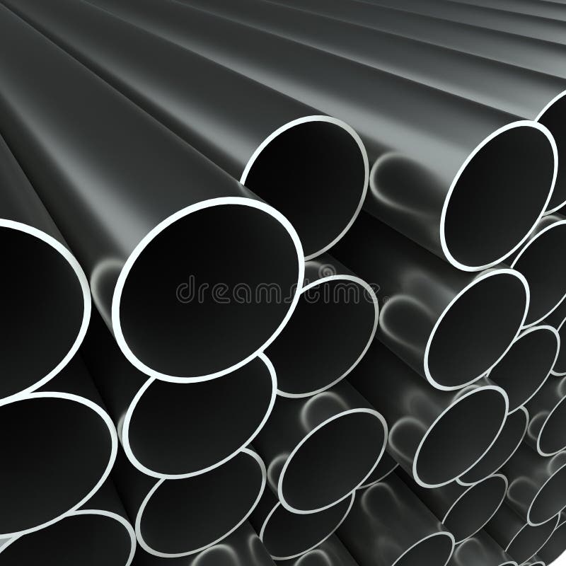 Stack of Steel Pipes. 3D Illustration Stock Illustration - Illustration ...