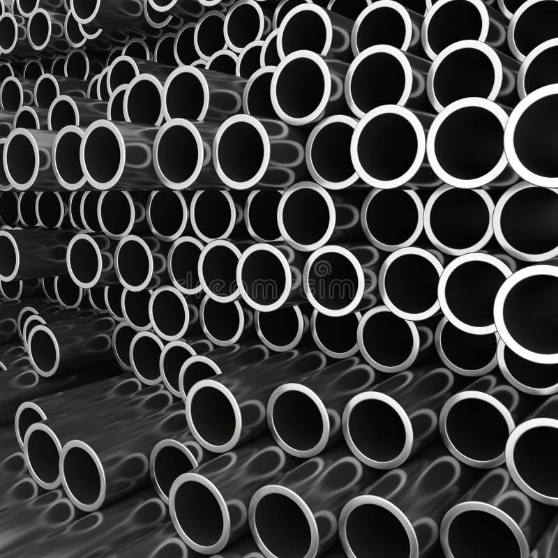Stack of steel pipes stock illustration. Illustration of steel - 50552801