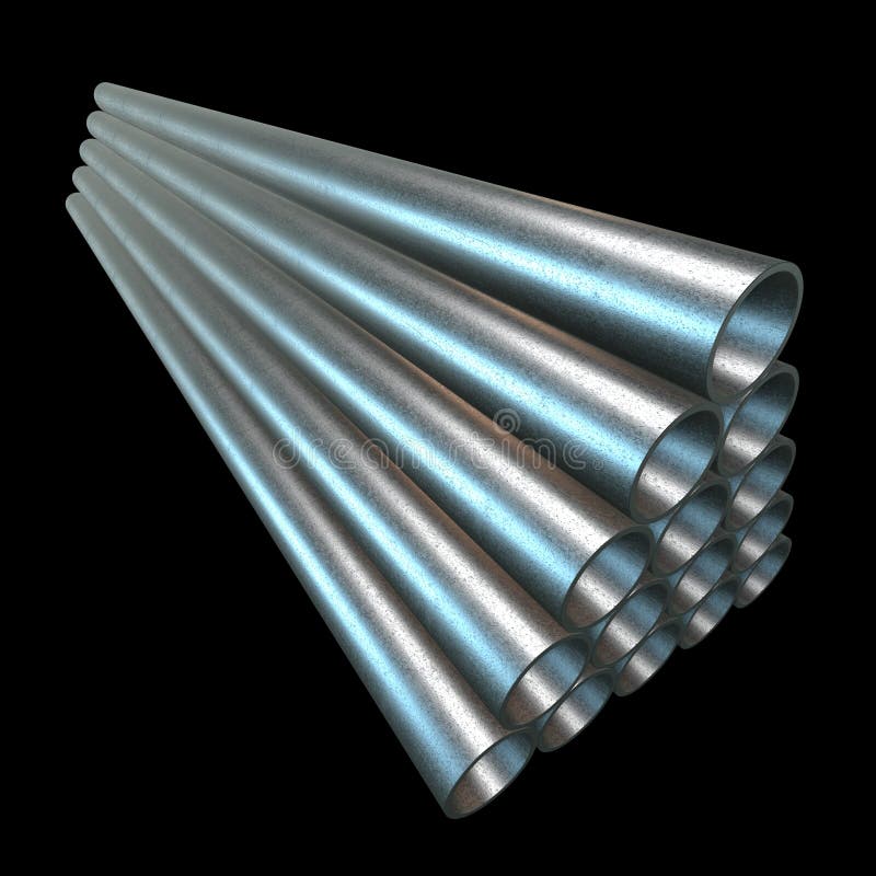 Stack of steel pipes set stock illustration. Illustration of pipe ...