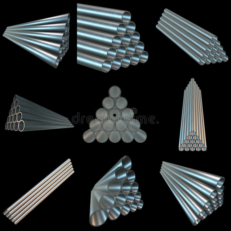 Stack of steel pipes. stock illustration. Illustration of commodities ...
