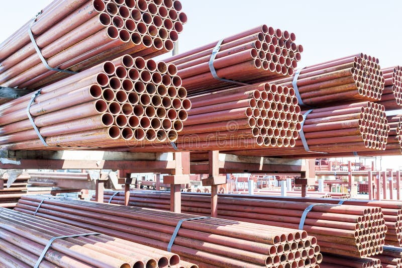 Stack of Steel Pipes for Scaffolding in Stock. Stock Image - Image of ...