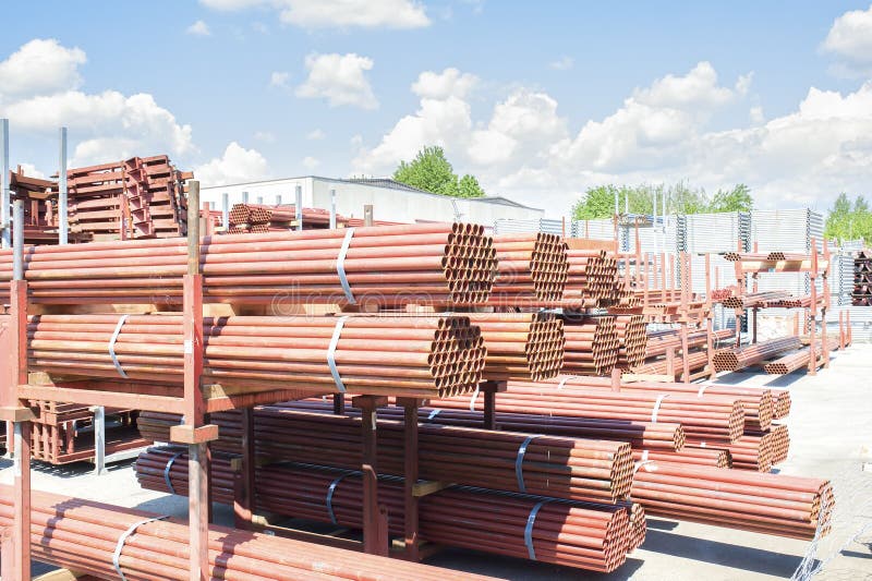 Stack of Steel Pipes for Scaffolding in Stock. Stock Image - Image of ...