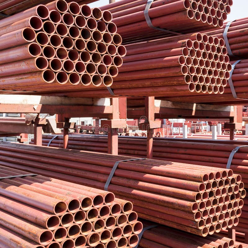 Stack of Steel Pipes for Scaffolding in Stock. Stock Photo - Image of ...