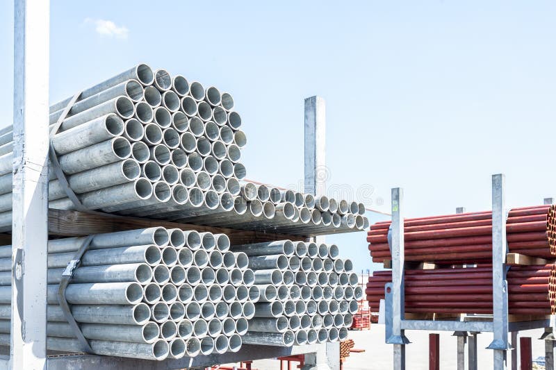 Stack of Steel Pipes for Scaffolding in Stock. Stock Image - Image of ...