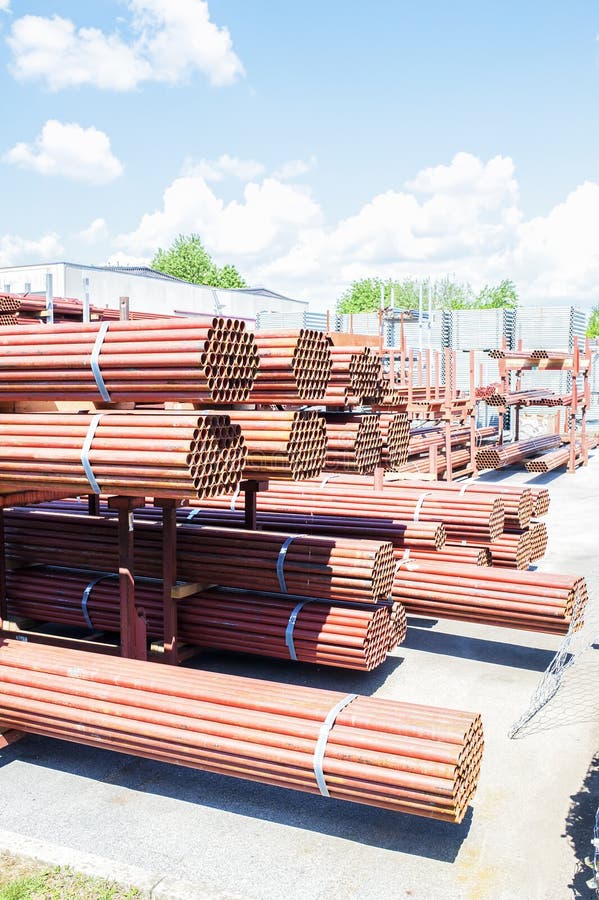 Stack of Steel Pipes for Scaffolding in Stock. Stock Photo - Image of ...