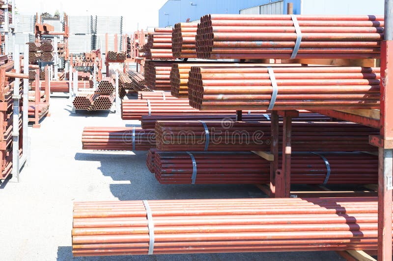 Stack of Steel Pipes for Scaffolding in Stock. Stock Photo - Image of ...