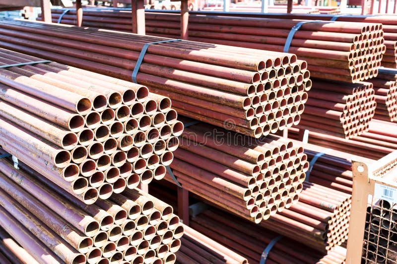 Stack of Steel Pipes for Scaffolding in Stock. Stock Photo - Image of ...