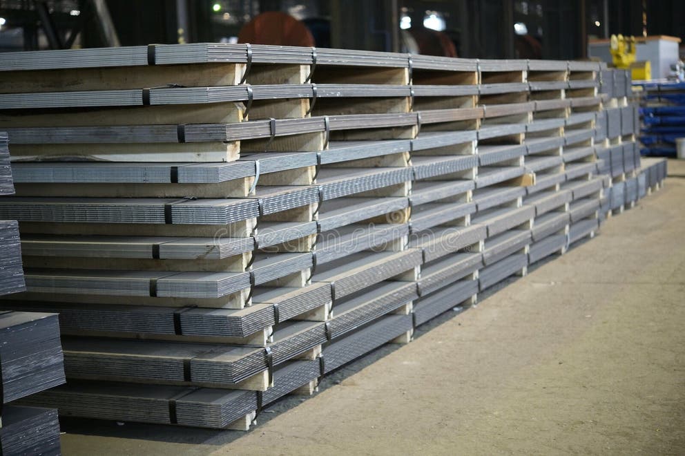 Stack of Steel Plate in Factory Stock Image - Image of metal, dense ...