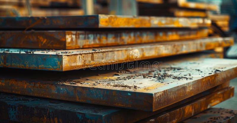 A Stack of Steel Plates in a Factory Stock Photo - Image of steel ...