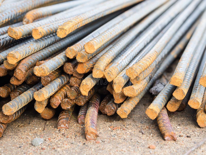 Stack Of Steel Reinforcement Rods For Construction, Background. Stock ...