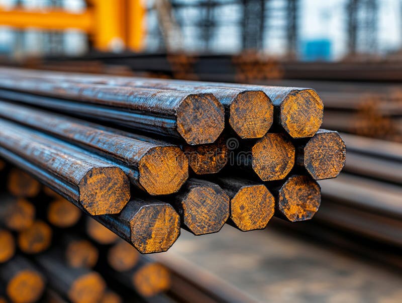 A Stack of Steel Rods Stacked on Top of Each Other Stock Photo - Image ...