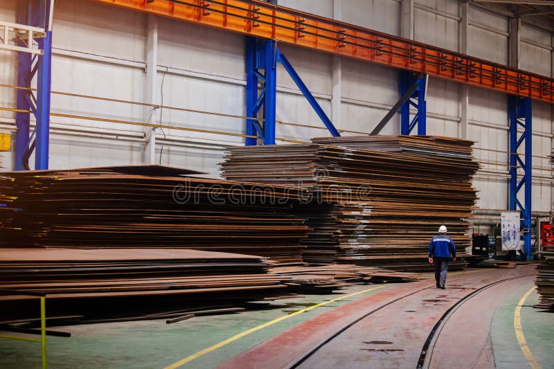 Stack of Steel Sheets in Warehouse Stock Image - Image of folding ...