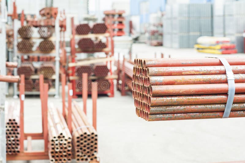 Stack of Steel Tubes in Stock. Stock Image - Image of technology ...
