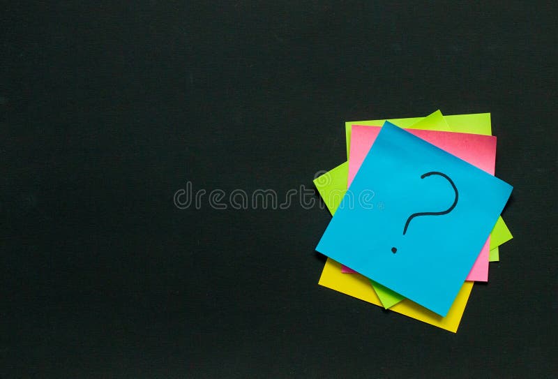 Stack of Stickers with Questions on a Black Board, Questions and Idea ...
