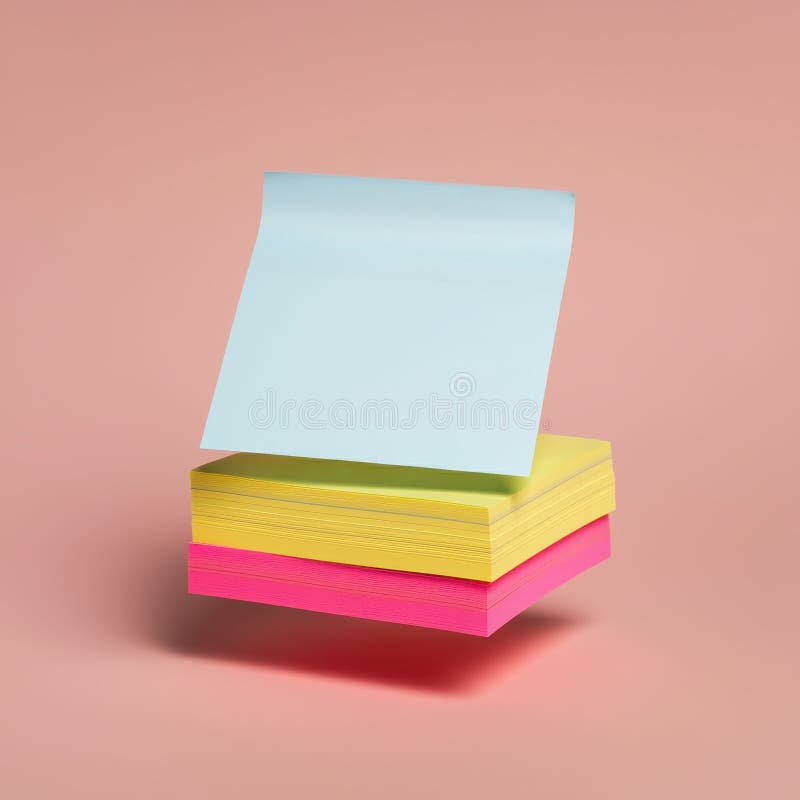 A Stack of Floating Blank Sticky Notes, Separated Slightly, Against a ...