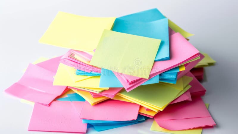 Stack of Sticky Notes on Table Stock Image - Image of scattered ...