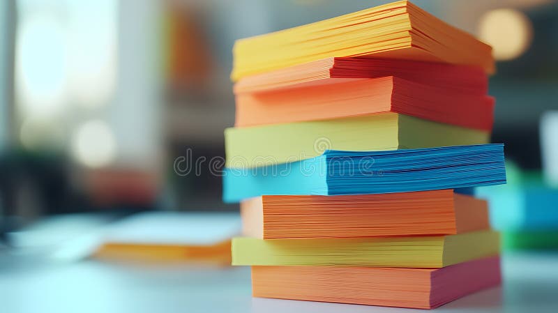 Stack Sticky Notes Vibrant Colors Stock Illustration - Illustration of ...