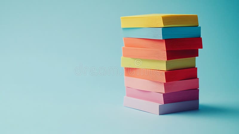 Stack Sticky Notes Vibrant Colors Stock Illustration - Illustration of ...