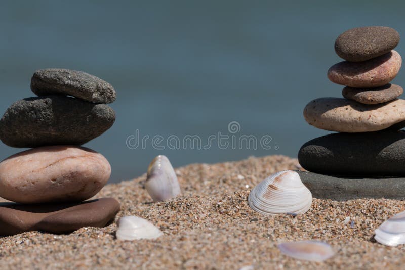 Stack of stones on beach stock photo. Image of rest, cobblestone - 96270216