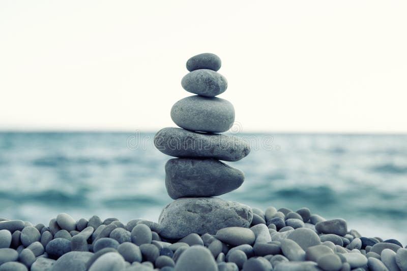 Stack of Stones on the Beach Stock Image - Image of inspirations, rock ...