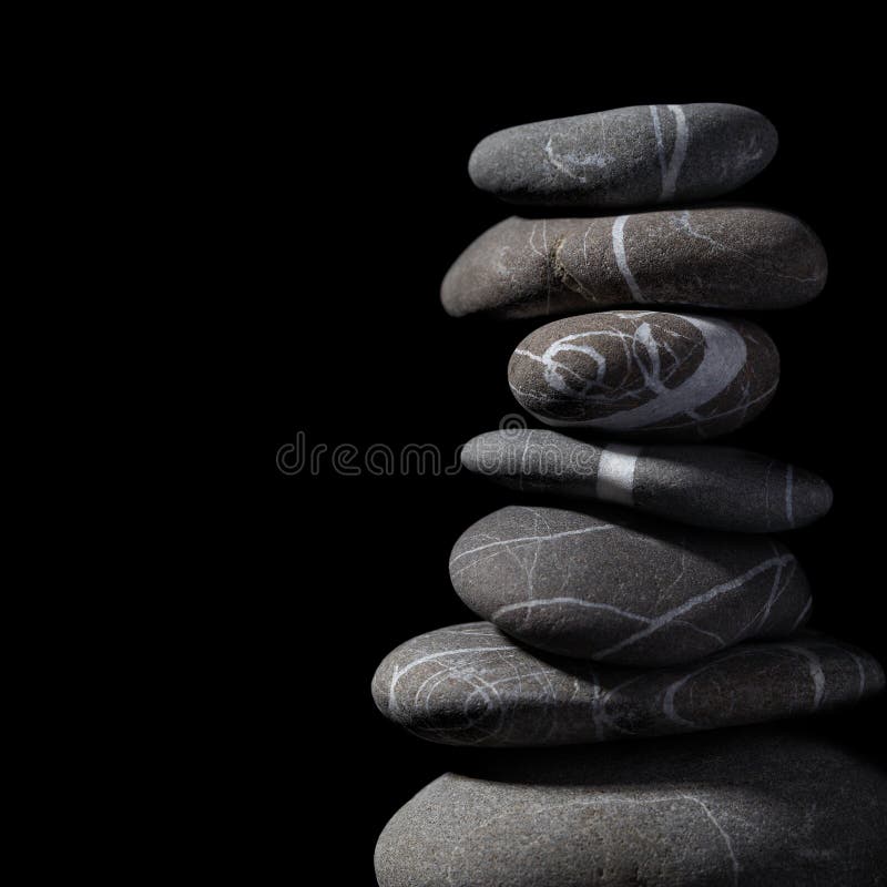 Stack of Stones on the Black Background Stock Image - Image of ideas ...