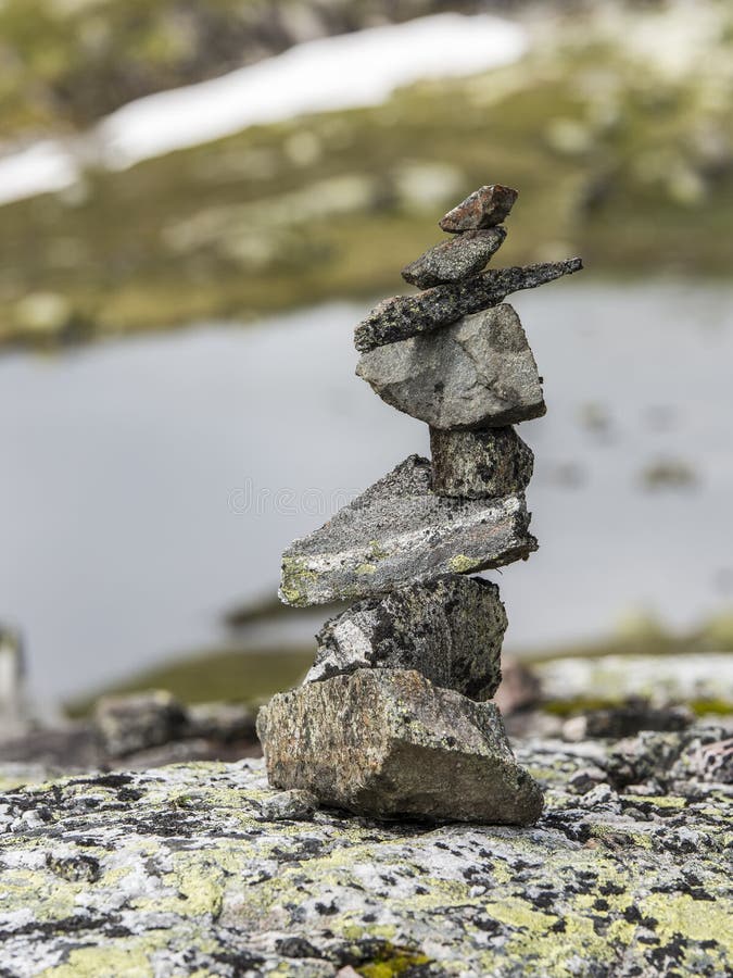Stack of Stones in Mountains in Norway Stock Image - Image of stack ...