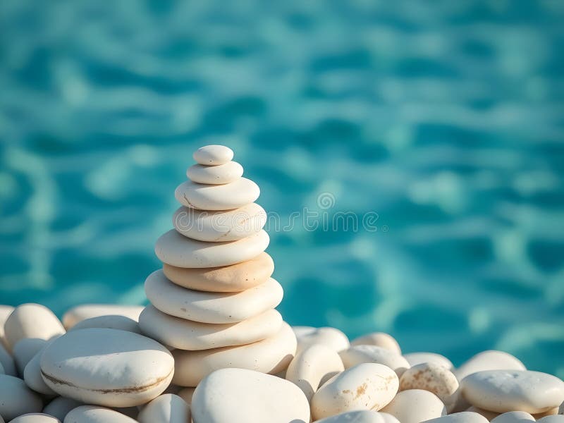 Stack of Stones, Pebbles,balanced by River Stock Illustration ...