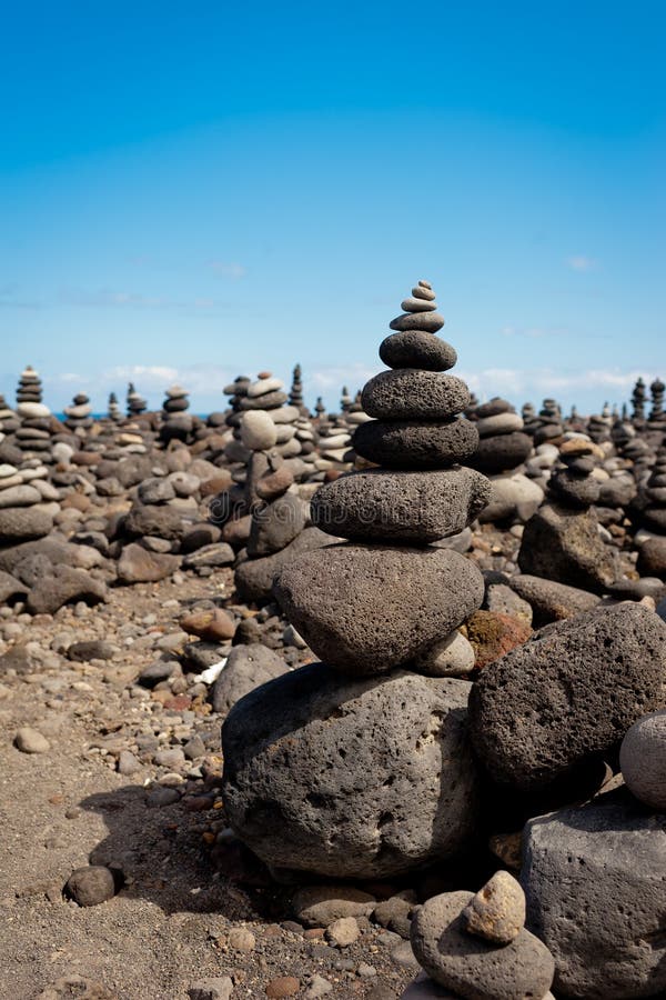Stack of Stones on the Sea Beach. Stock Image - Image of pyramid, coast ...
