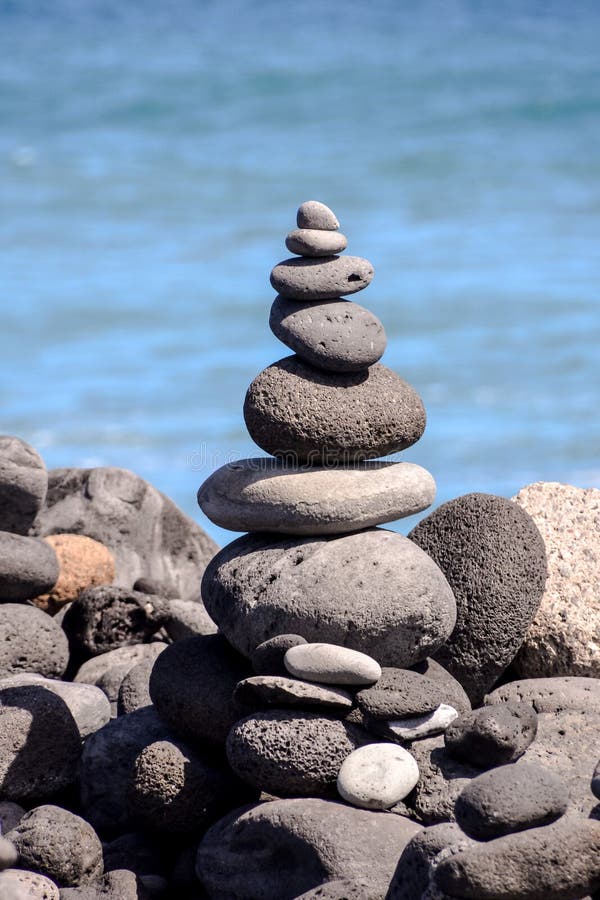 Stack of Stones on the Sea Beach Stock Image - Image of rock, nature ...