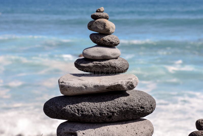 Stack of Stones on the Sea Beach Stock Image - Image of pile, nature ...