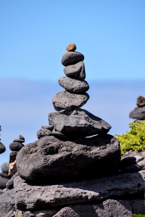 Stack of Stones on the Sea Beach Stock Image - Image of stability ...