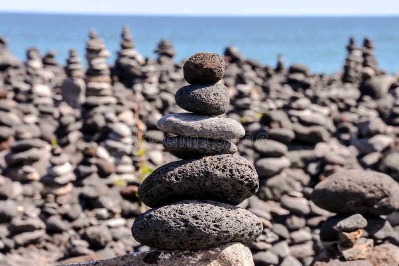 Stack of Stones on the Sea Beach Stock Image - Image of arrangement ...