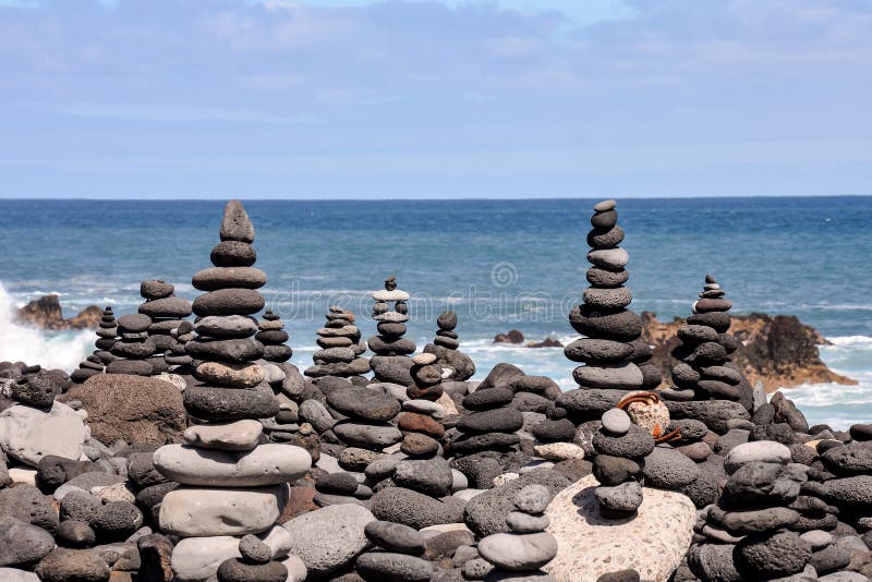 Stack of Stones on the Sea Beach Stock Photo - Image of calm, beach ...