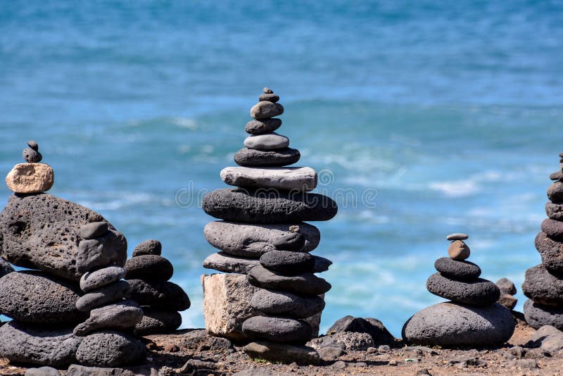 Stack of Stones on the Sea Beach Stock Photo - Image of balance, nature ...